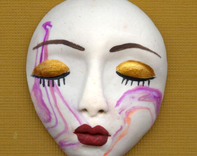 New ! Polymer Clay One of A Kind Detailed Abstract Swirled Clay Face ...