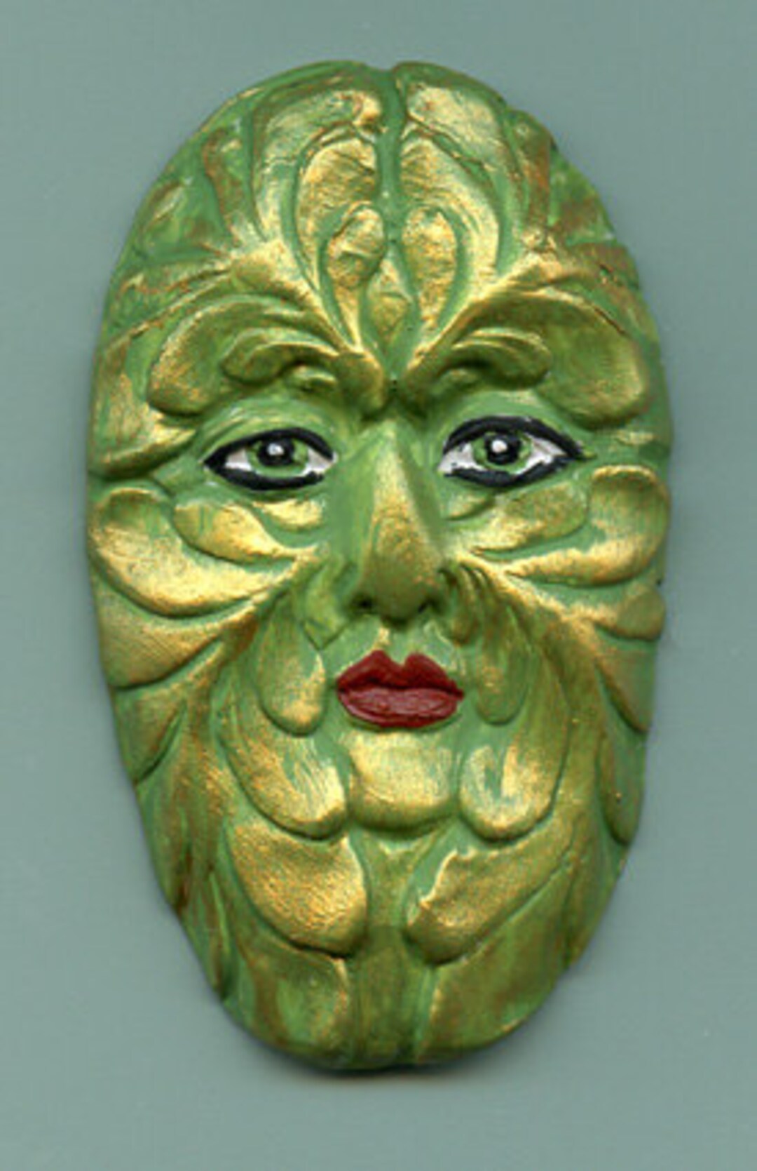 Polymer Clay Detailed Green Man Face Cab Undrilled GMC 1 - Etsy