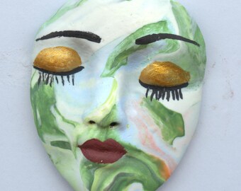 New ! Polymer Clay One of A Kind Detailed Abstract Swirled Clay Face ...