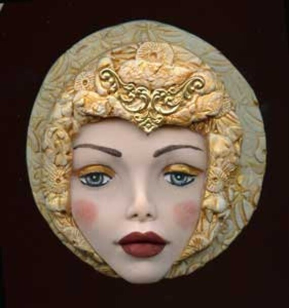 Large Detailed Face Polymer Clay 3 1/2 Inch Open Eyed 3 Golden - Etsy