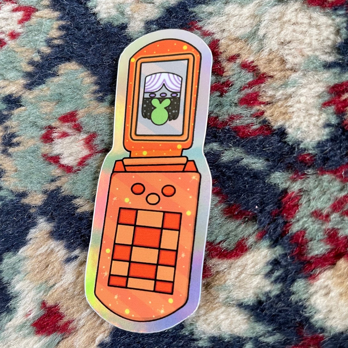 Mojo Jojo Flip Phone Powerpuff Girls Holographic Vinyl Sticker - Etsy