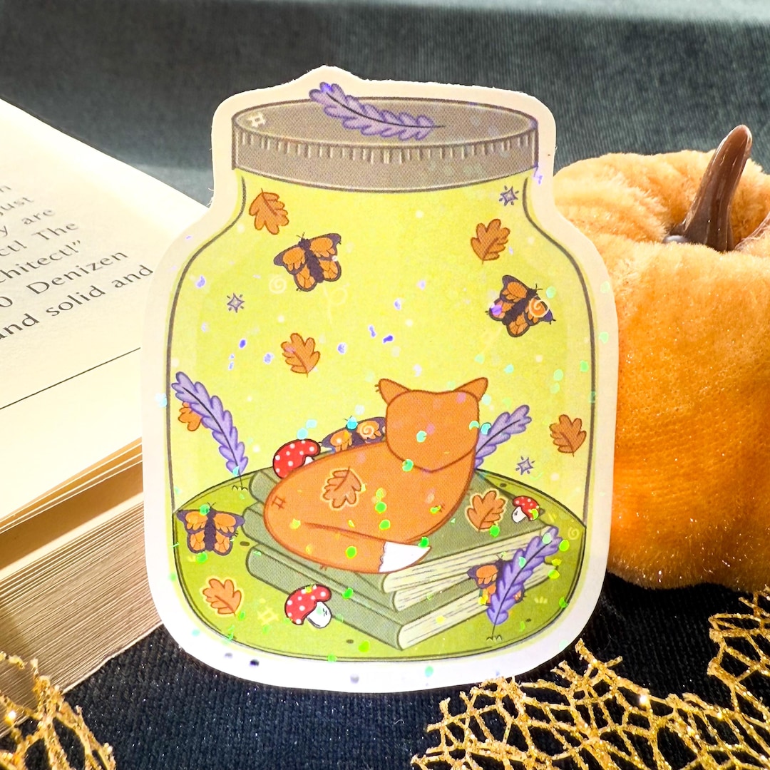Romantasy Sticker, Fox Fantasy Jar Glitter Sticker, Reader Sticker ...