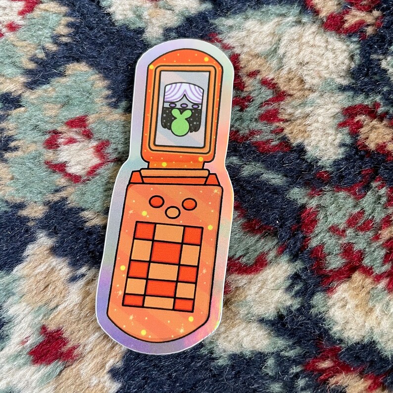 Mojo Jojo Flip Phone Powerpuff Girls Holographic Vinyl Sticker - Etsy