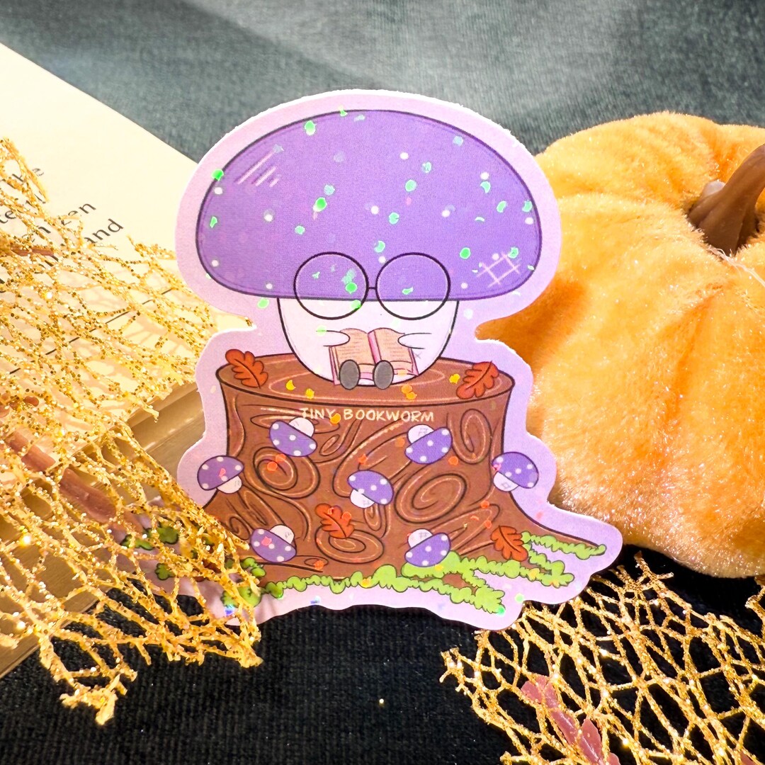 Tiny Bookworm Glitter Sticker, Reader Sticker, Bookish Stickers, E ...