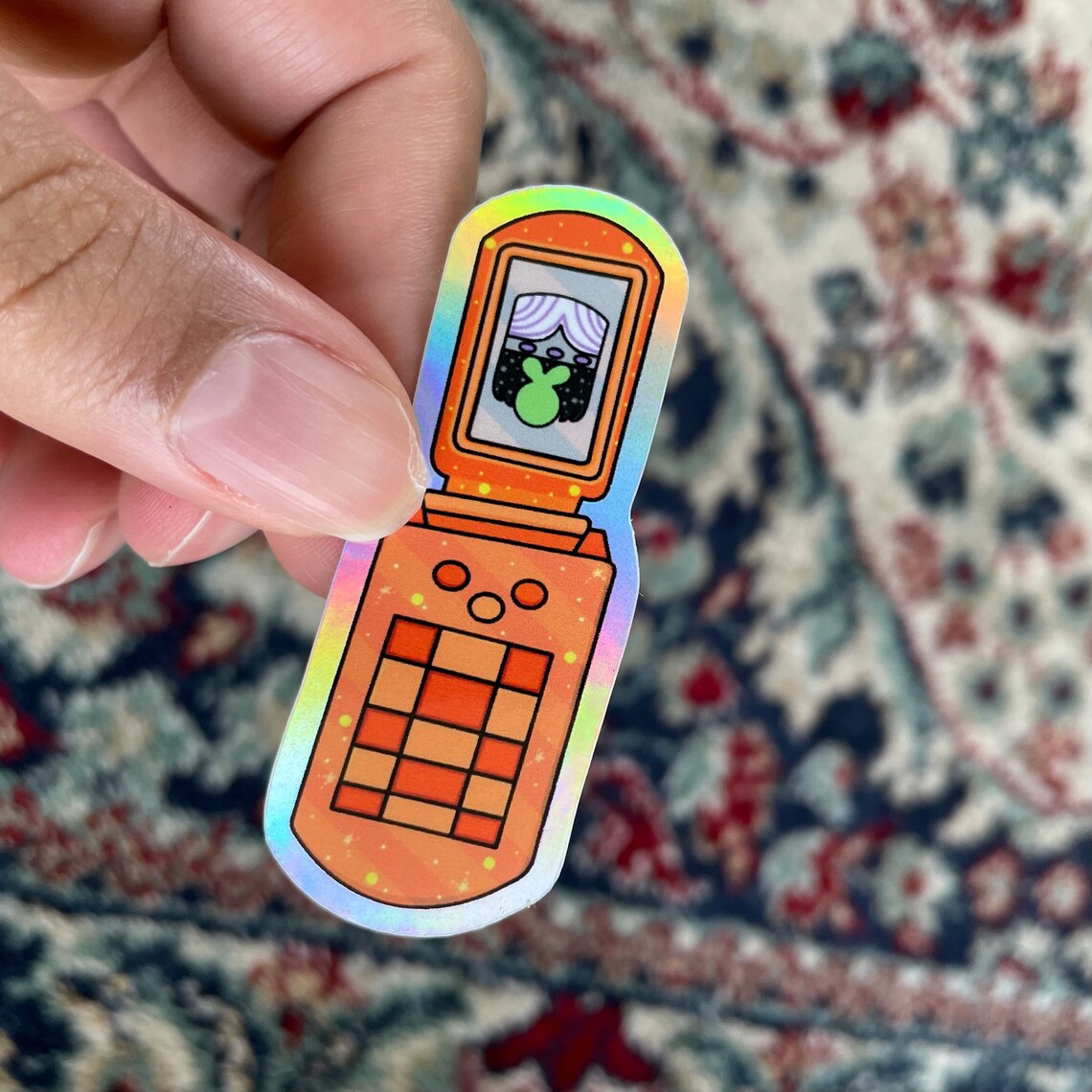 Mojo Jojo Flip Phone Powerpuff Girls Holographic Vinyl Sticker - Etsy