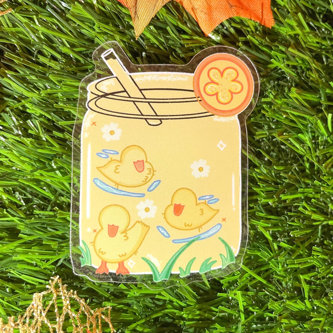 Duck Lemonade Clear Vinyl Sticker, Cute Kawaii Summer Sticker, Pastel ...