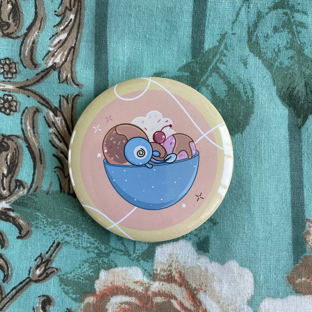 Poliwag Pokemon and Ice Cream Sundae Bright Button - Etsy