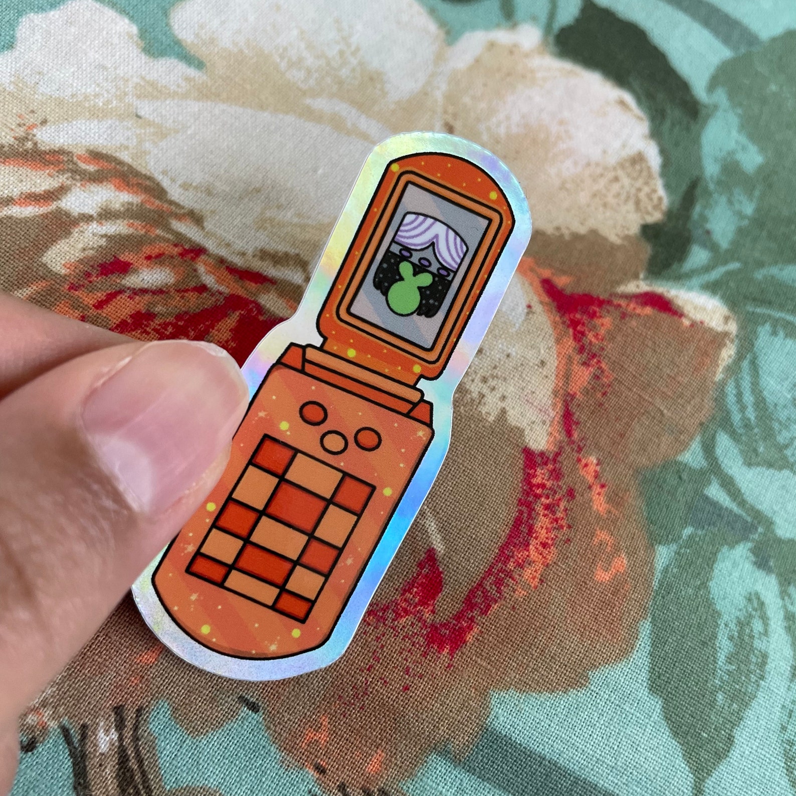 Mojo Jojo Flip Phone Powerpuff Girls Holographic Vinyl Sticker - Etsy