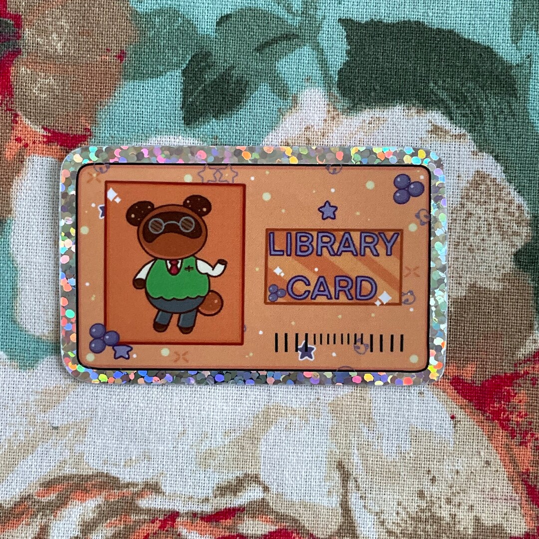 Nook ACNH Library Card Vinyl Glitter Sticker Size 2 Inch - Etsy