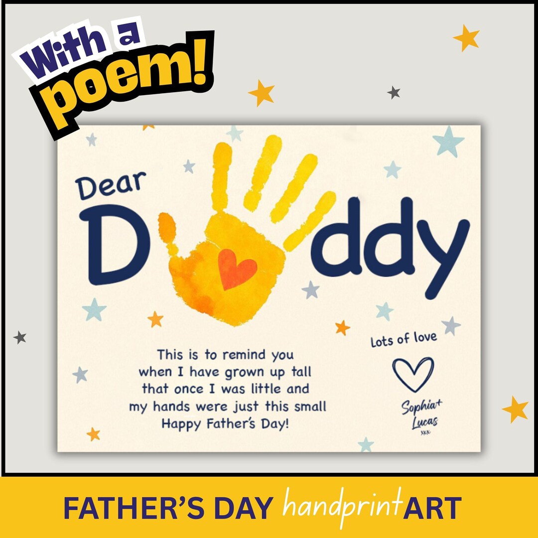 Dad Birthday Handprint Printable Craft, Fathers Day Handprint Art, My ...