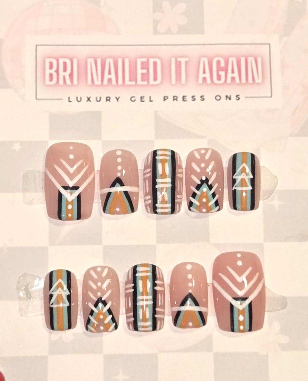 Hand Painted GEL Reusable Press on Nails: Western Aztec Tribal Rodeo - Etsy