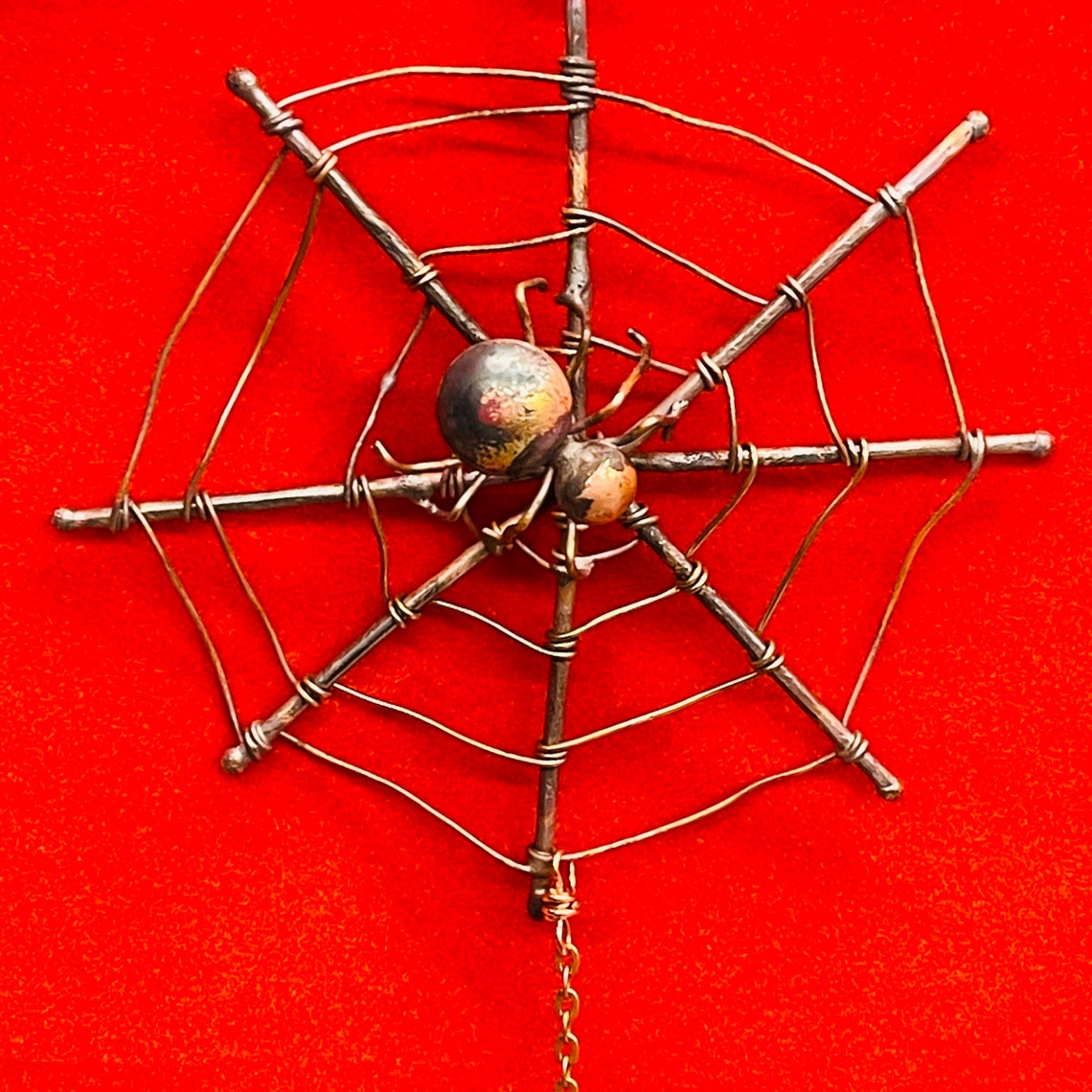 Copper Spider in Web Ornament Christmas Spider - Etsy