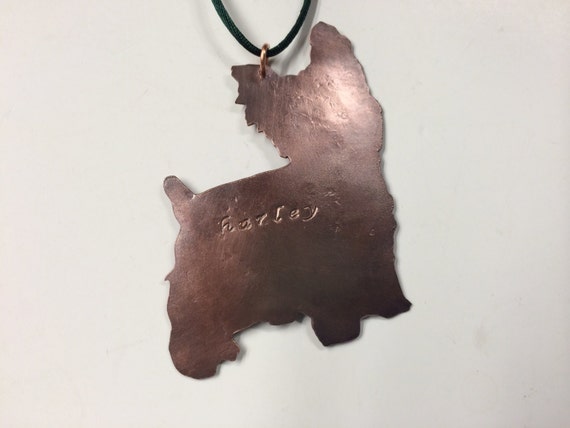 Copper Yorkie Silhouette Ornament Blank or Personalized - Etsy
