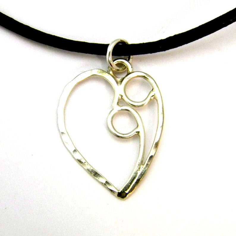 Couple Heart Pendant Necklace Sterling Silver Etsy