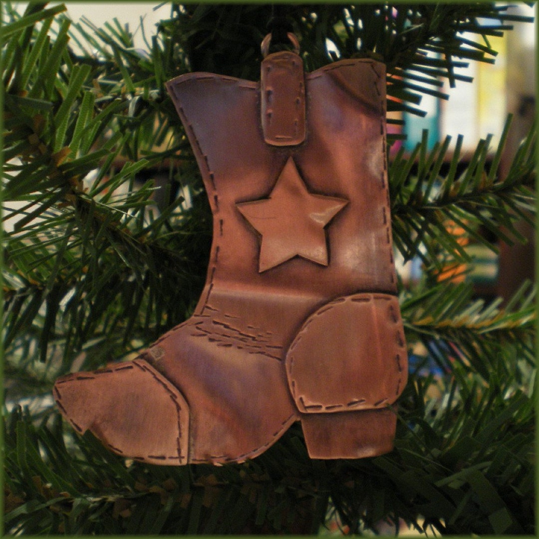 Copper Cowboy Boot Ornament - Etsy