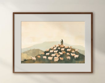 Parable of the Lost Sheep Christian Wall Art, Good Shepherd Poster ...