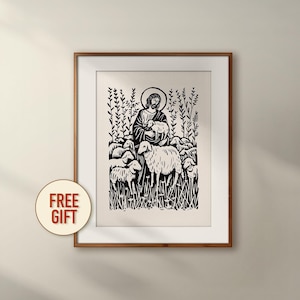 Parable of the Lost Sheep Christian Wall Art, Good Shepherd Poster ...