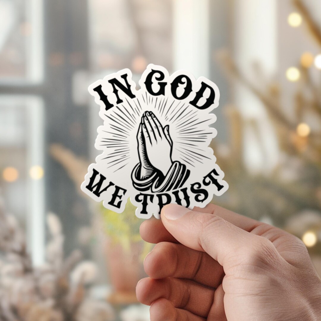 Christian Sticker in God We Trust, Prayer Hands Decals Faith-based ...