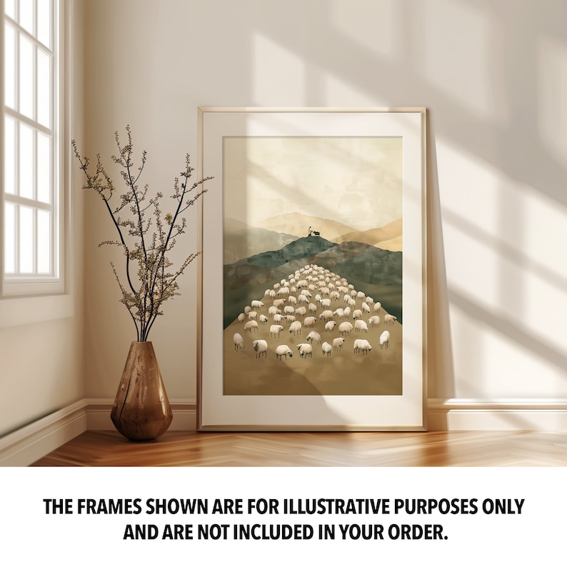 Jesus Leaves the 99 Art Print Unframed, Christian Wall Art Parable of ...