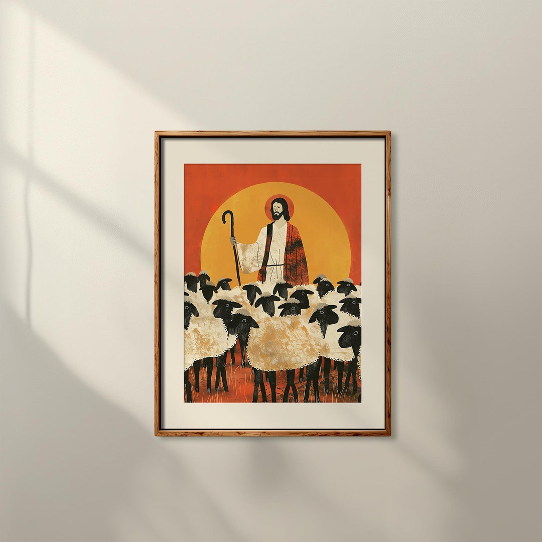 Parable of the Lost Sheep Unframed Print, Modern Christian Wall Art ...