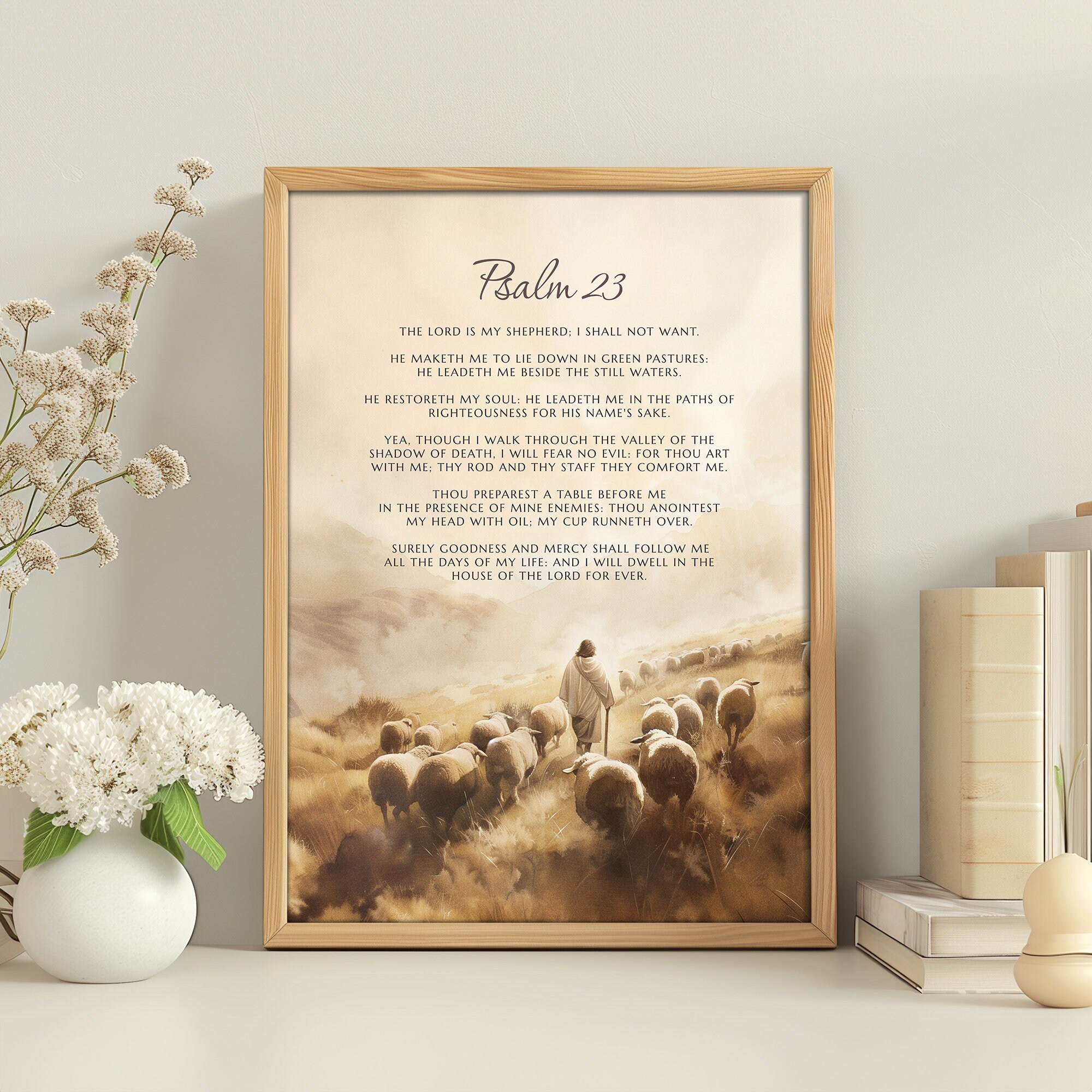 Psalm 23 Scripture Christian Bible Verse Wall Art Inspirational Decor ...