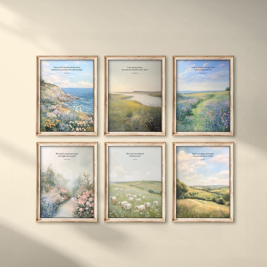 Bible Verse Wall Art Bundle 6, Modern Christian Art, Scripture Wall Art ...