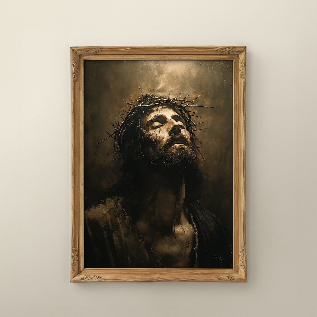 Jesus Wearing Crown of Thorns Christian Wall Art Digital Print Download ...