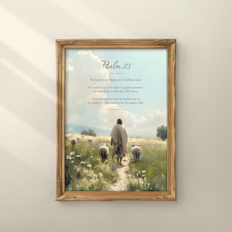 Psalm 23 Scripture Wall Art | Christian Decor | Good Shepherd Poster ...