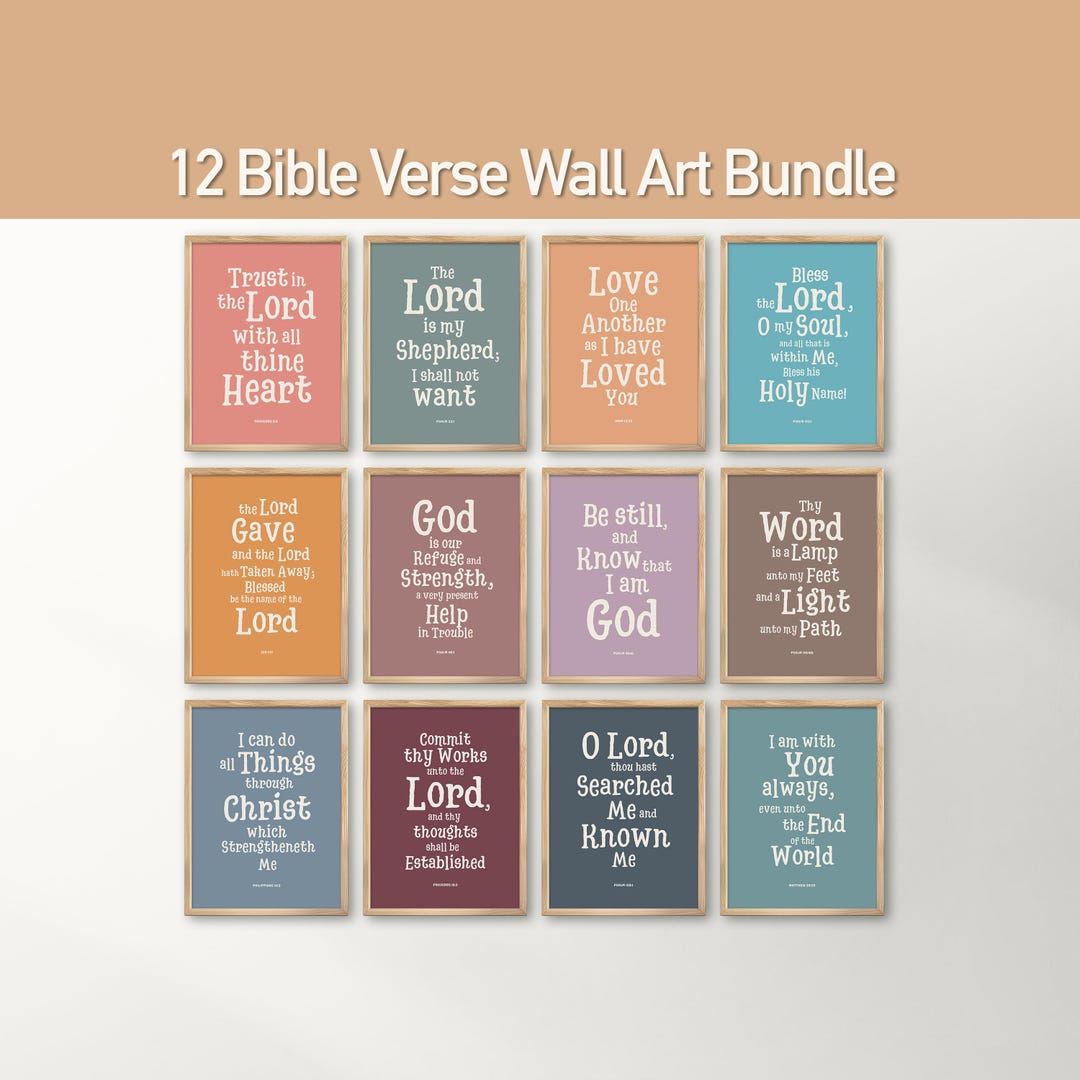 Bible Verse Wall Art Bundle 12, Modern Christian Art, Scripture Wall ...