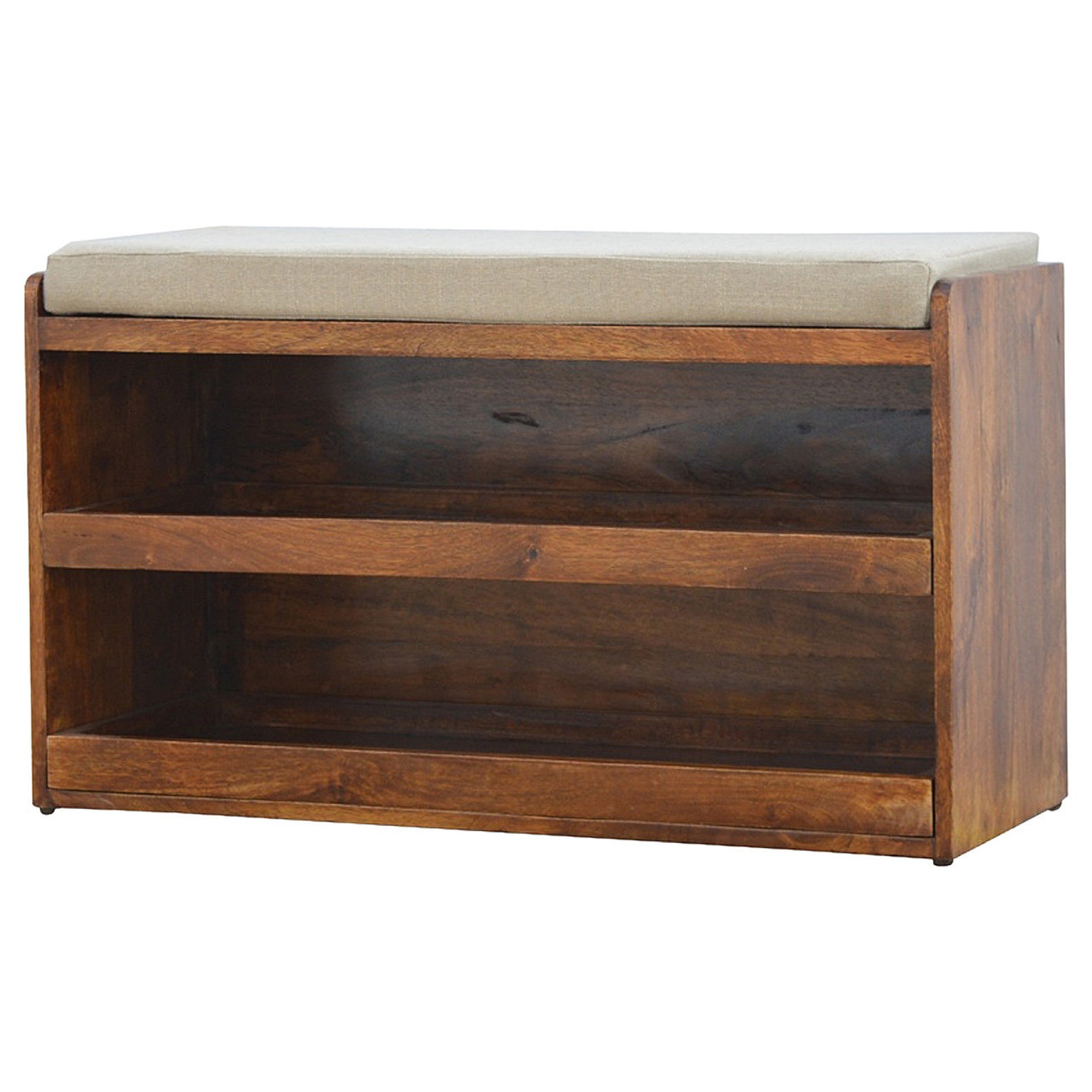 Mud Linen Pull Out Shoe Bench, Modern Solid Mango Wood Storage Bench ...