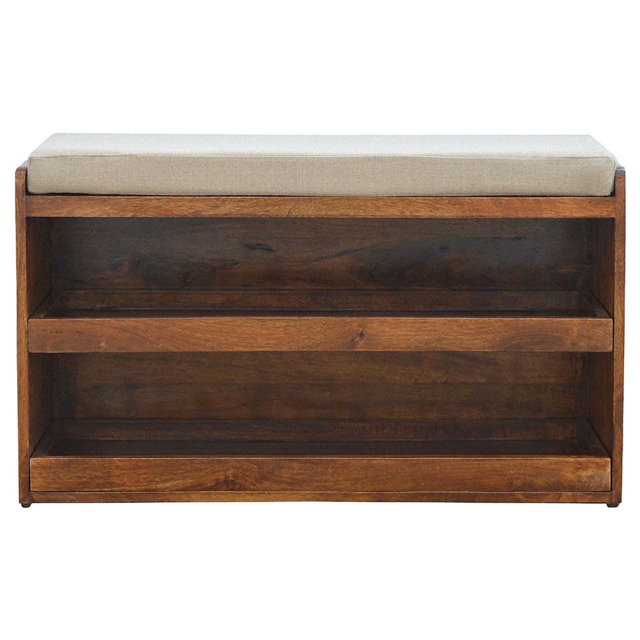 Mud Linen Pull Out Shoe Bench, Modern Solid Mango Wood Storage Bench ...
