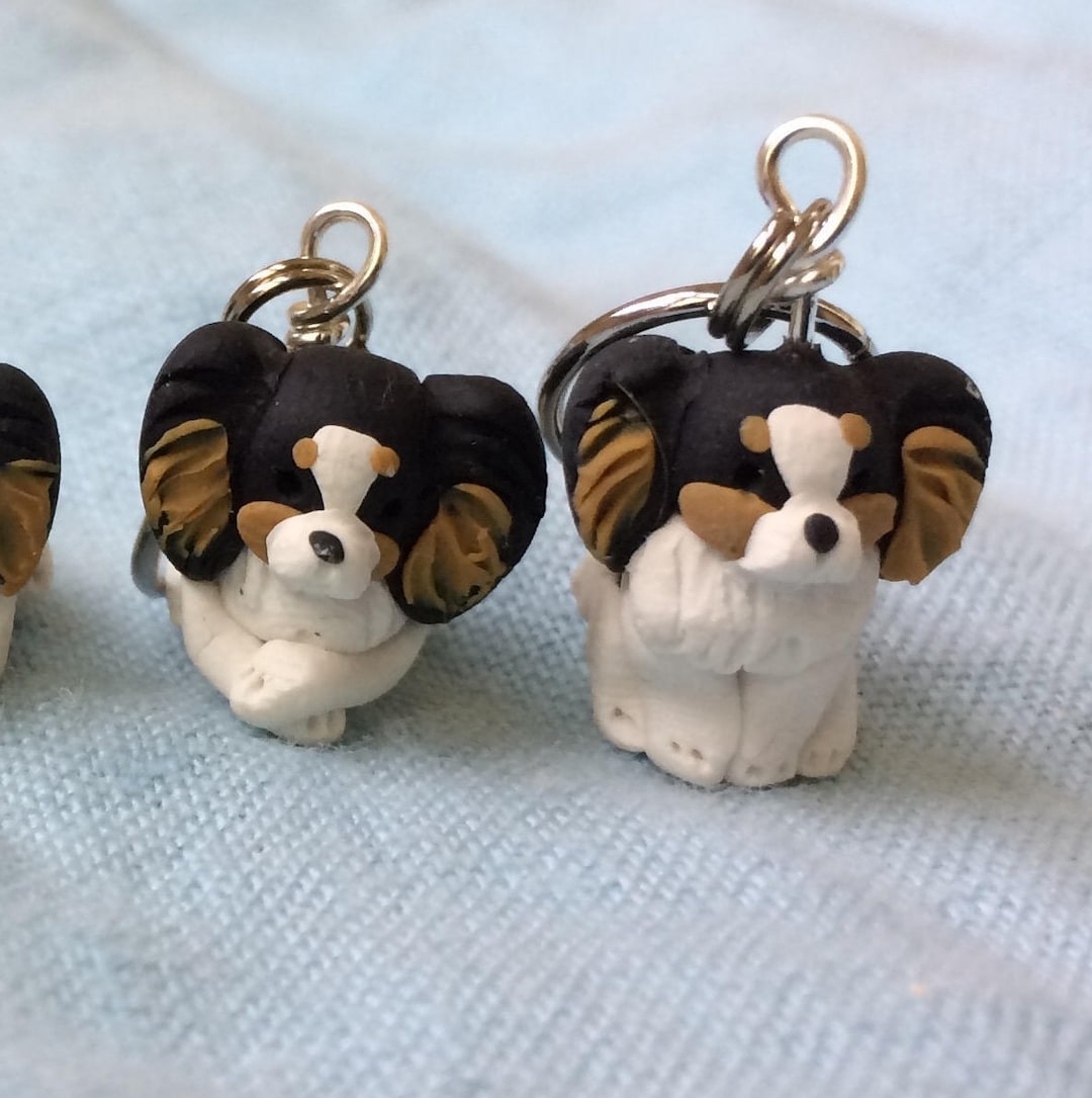 Tri Colored Papillon Dog Polymer Clay Stitch Markers (set of 4) - Etsy