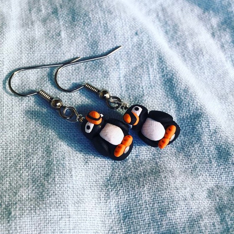 Puffin Polymer Clay Sculpted Earrings Stainless Steel - Etsy