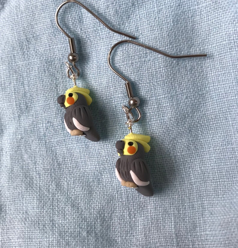 Cockatiel Polymer Clay Sculpted Earrings Stainless Steel - Etsy