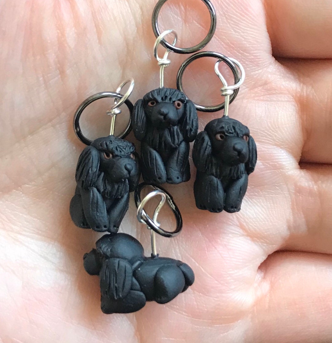 Black Cocker Spaniel Polymer Clay Dog Stitch Markers Set of 4 - Etsy