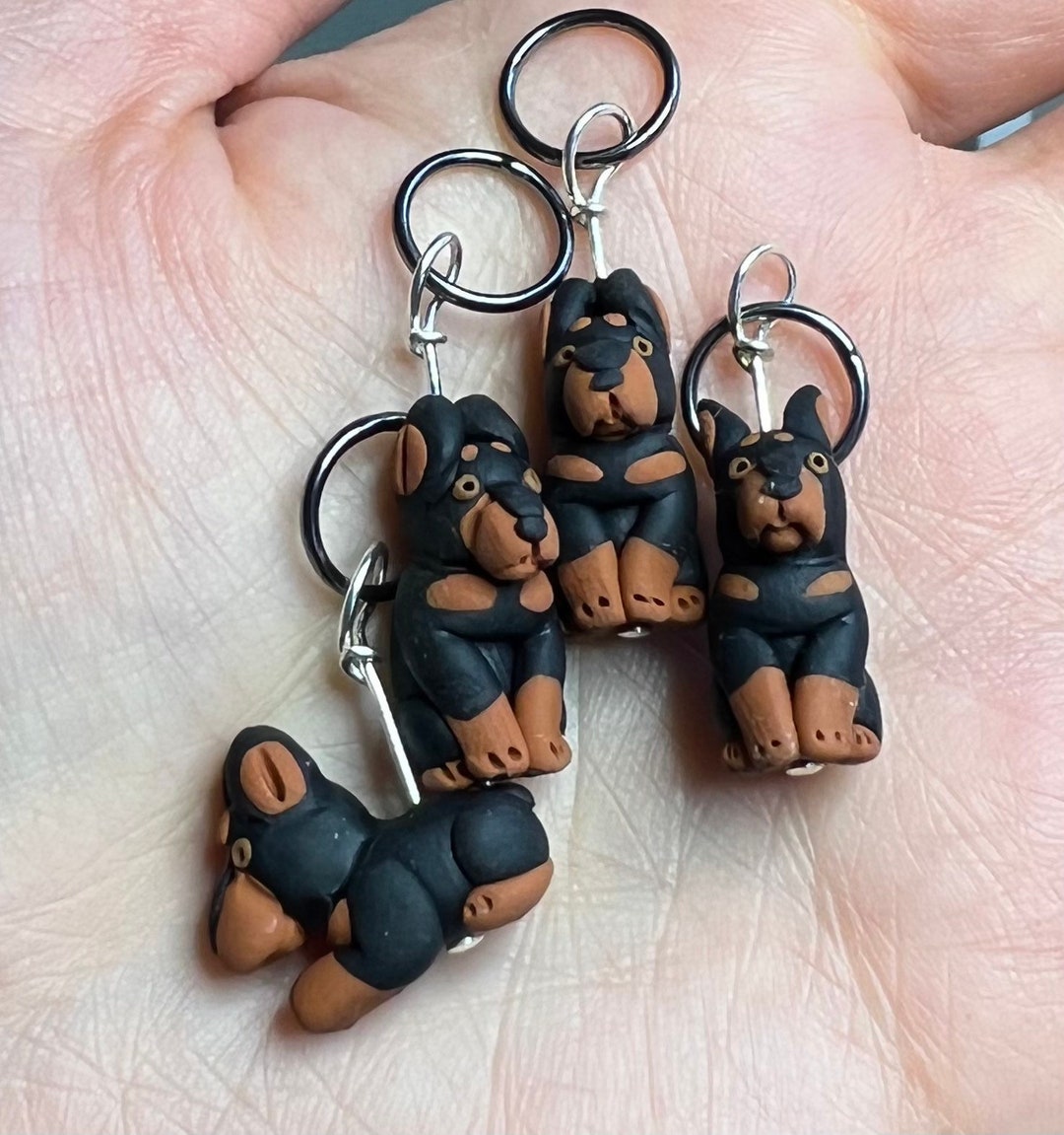 Doberman Pinscher Polymer Clay Dog Stitch Markers (set of 4 Accessories ...