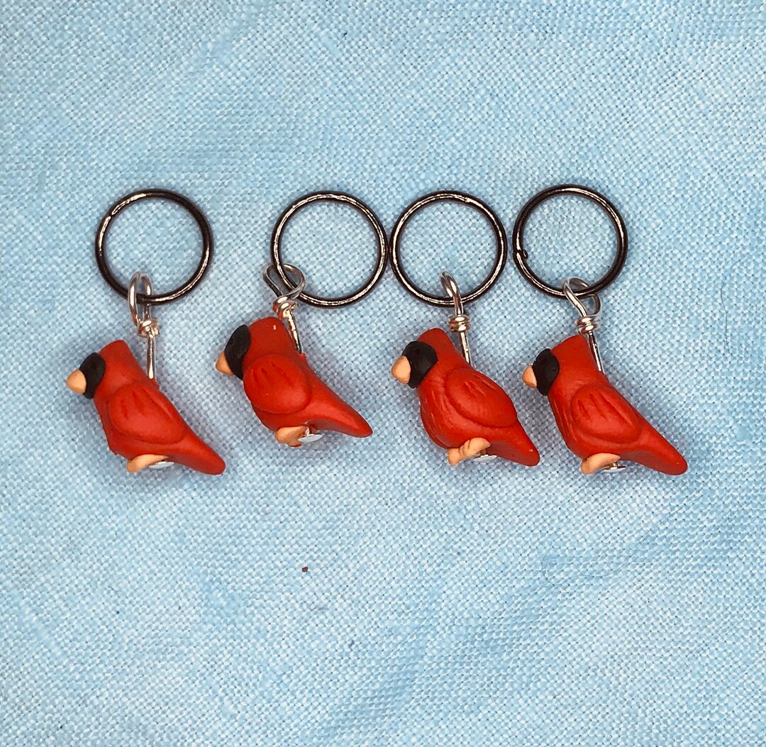 Male Cardinal Stitch Markers Flock of 4 - Etsy