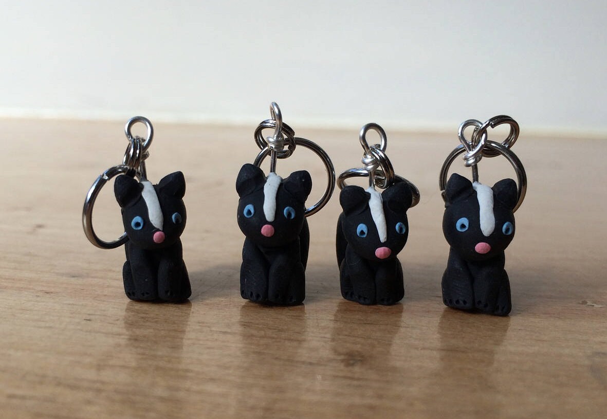 Skunk Polymer Clay Stitch Markers surfeit of 4 Miniature | Etsy