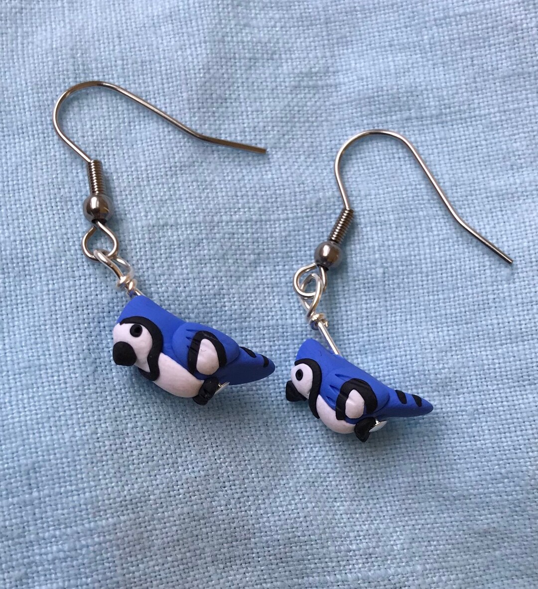 Blue Jay Polymer Clay Sculpted Bird Earrings Stainless Steel - Etsy