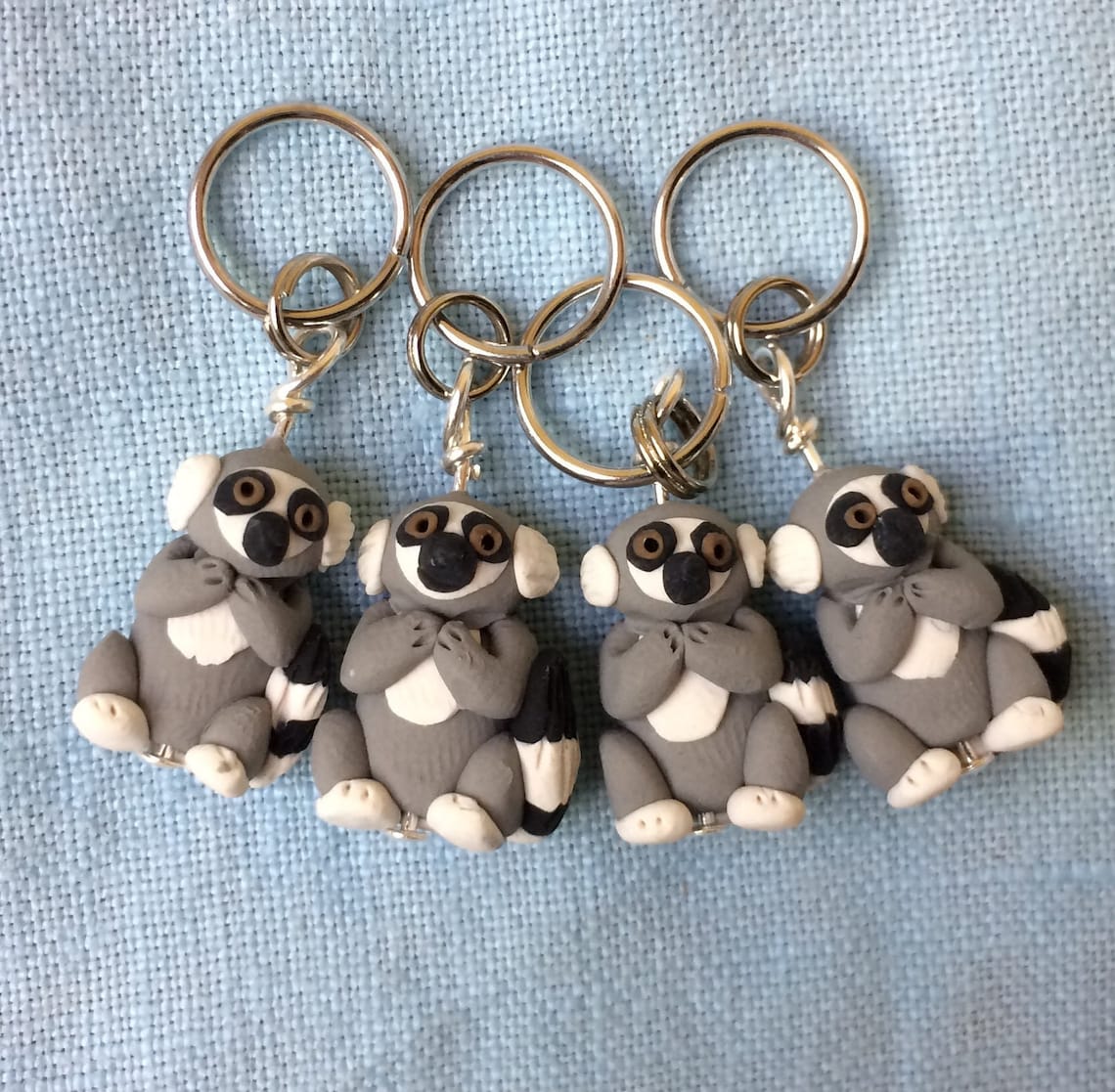 Lemur Polymer Clay Stitch Markers (group of 4 Miniature Sculpted ...