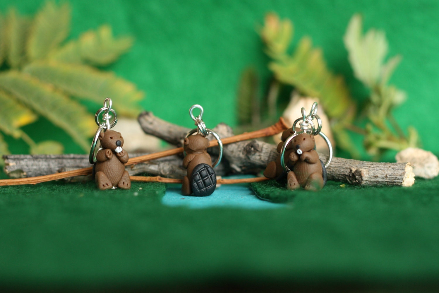 Miniature Beaver Polymer Clay Stitch Markers (lodge of 4 Sculpted ...