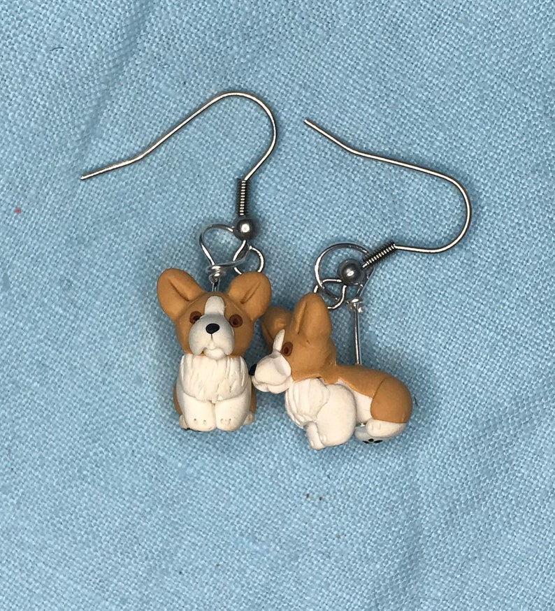 Corgi Polymer Clay Sculpted Earrings Stainless Steel - Etsy