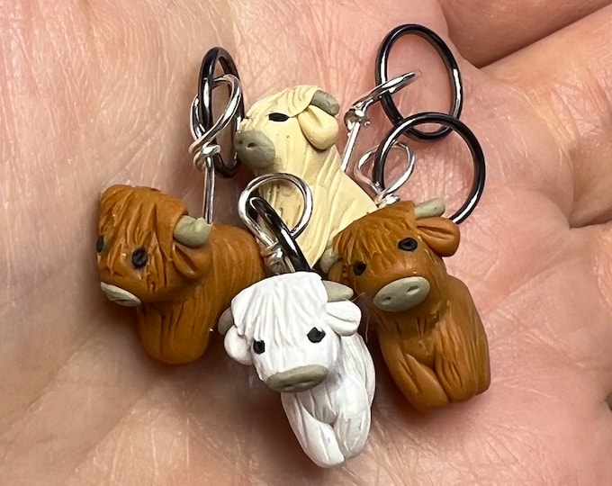 Scottish Coos Highland Cow Stitch Markers (herd of 4) - Etsy