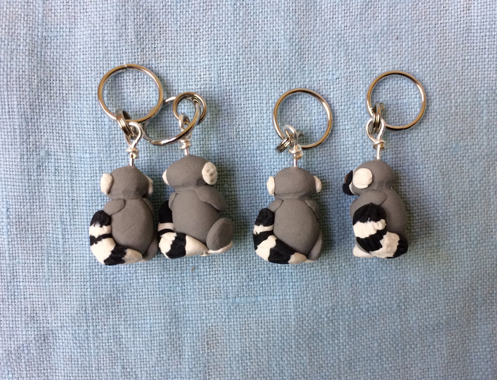 Lemur Polymer Clay Stitch Markers (group of 4 Miniature Sculpted ...