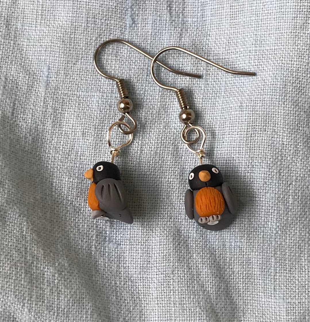 Robin Polymer Clay Sculpted Earrings Stainless Steel - Etsy