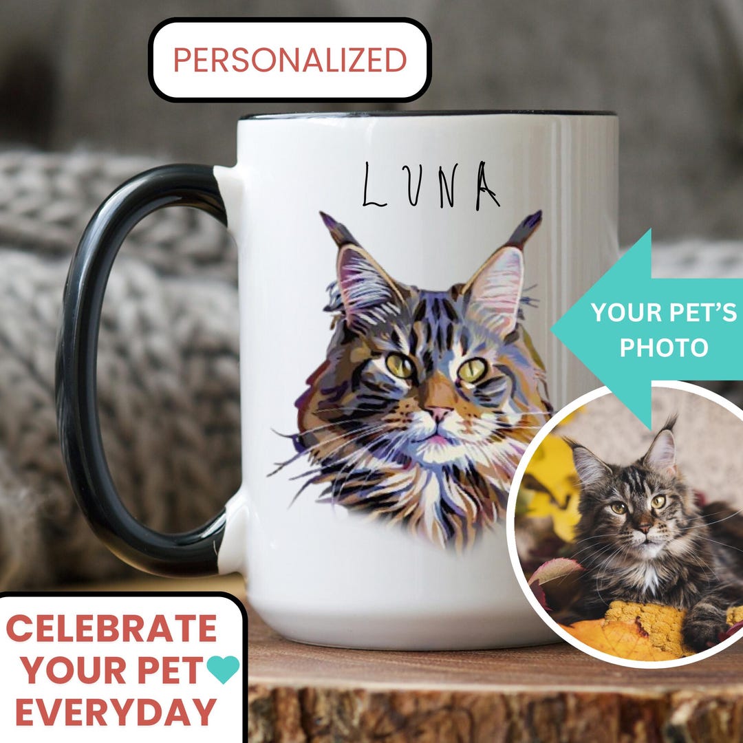 Custom Cat Mug, Personalized Pet Mug, Cat Coffee Cup, Cat Mom Mug, Cat ...
