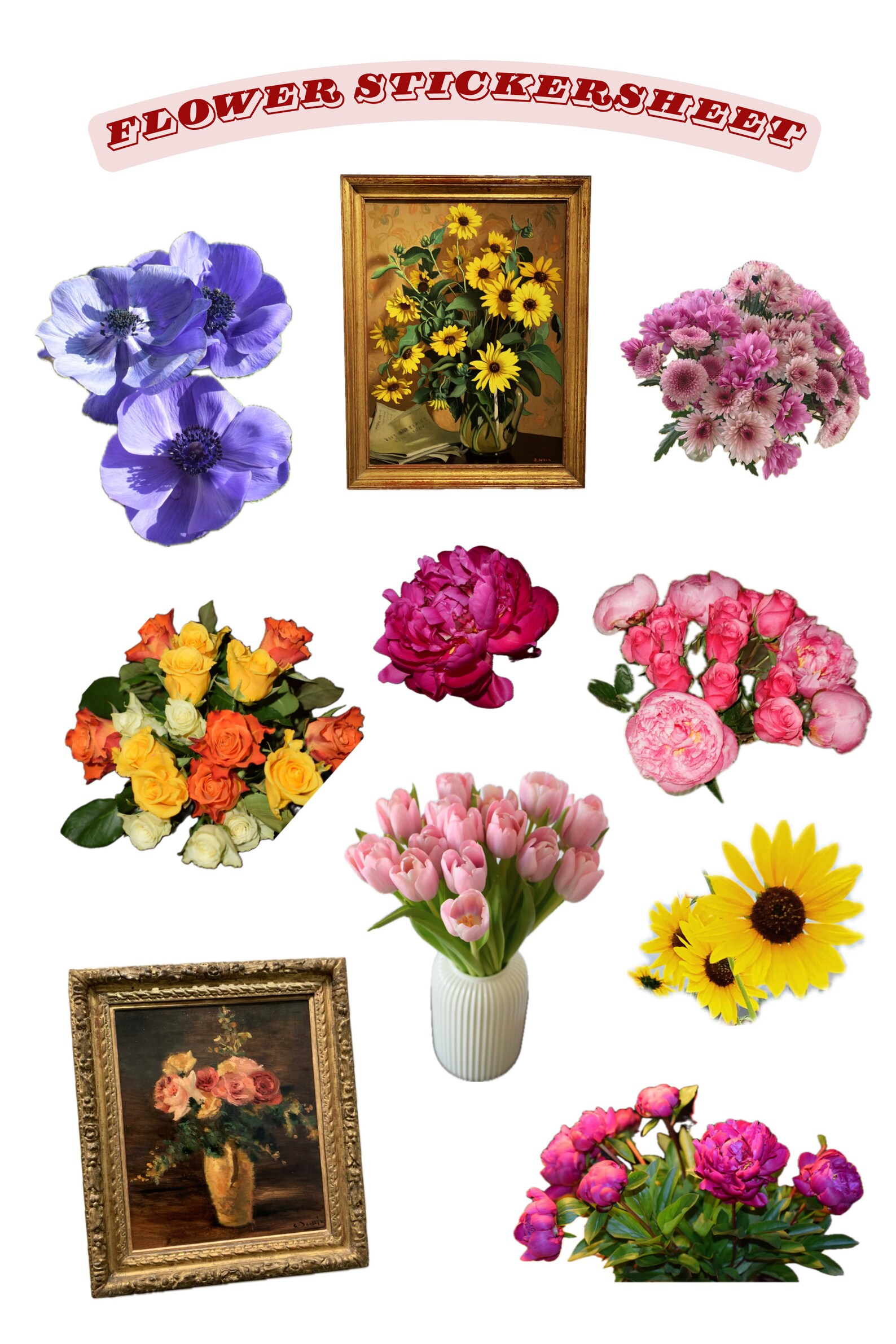 Printable Flower Stickers for Junk Journaling, Digital PNG & SVG Photo ...