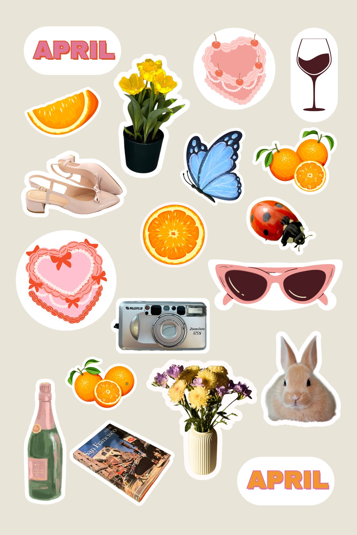 Printable April Stickers for Junk Journaling, Digital PNG & SVG Spring ...