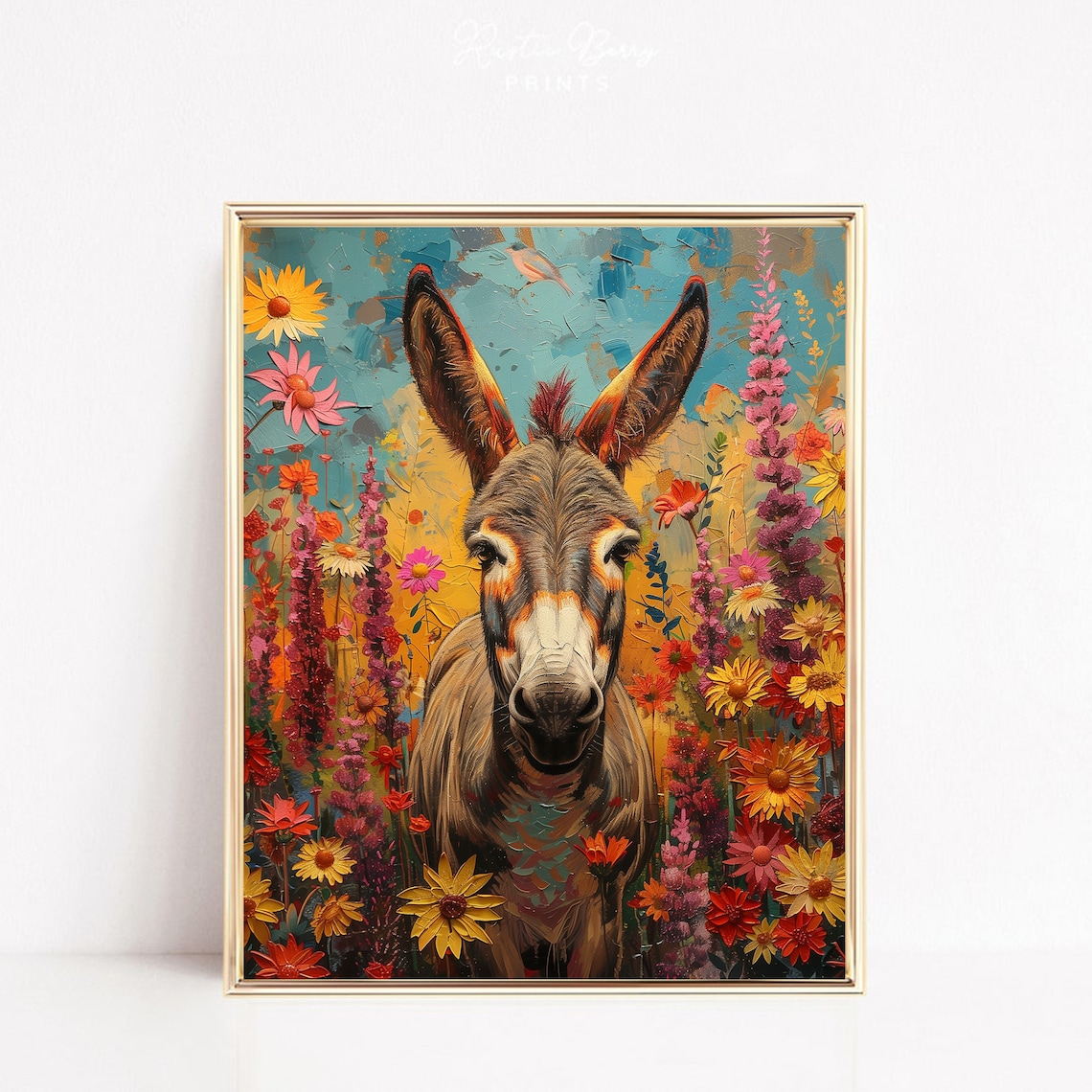 Floral Donkey Art Print | Animal Art | Cute Donkey | Donkey Art ...