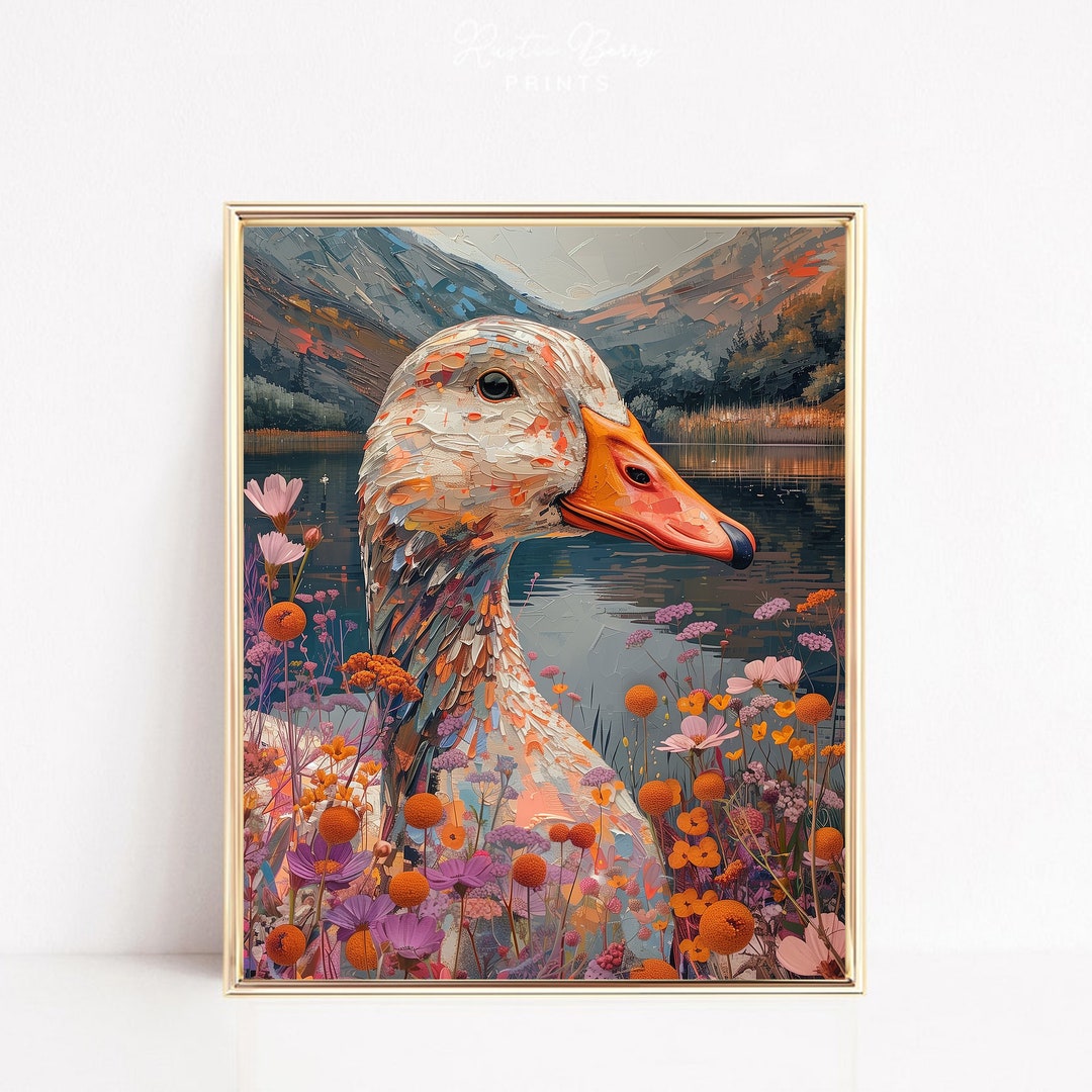 Floral Goose Art Print | Animal Prints | Goose Prints | Goose Art ...